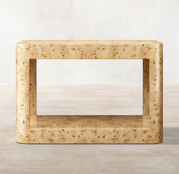 Bardot Burl Open Rectangular Side Table