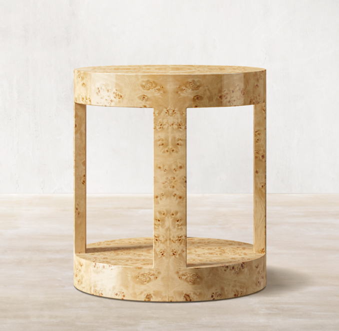 Bardot Burl Open Round Side Table