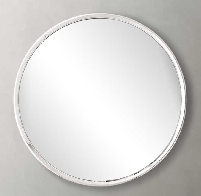 Metal Beveled Round Mirror