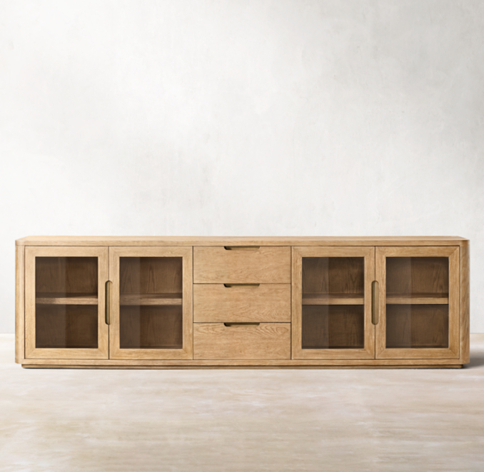 Breton Glass 4-Door Media Console With Drawers