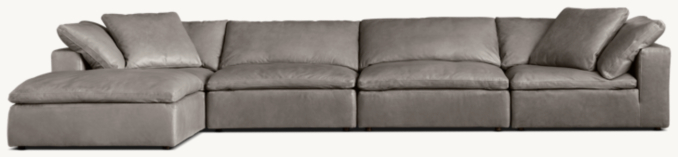 Cloud Modular Leather Left-Arm Sofa-Chaise Sectional