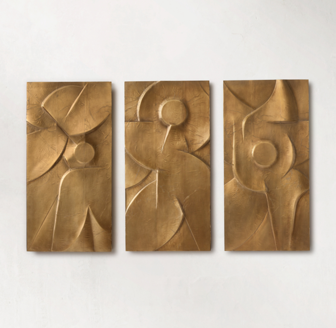 Abstract Bas-Relief Brass-Clad Wall Sculpture I Collection