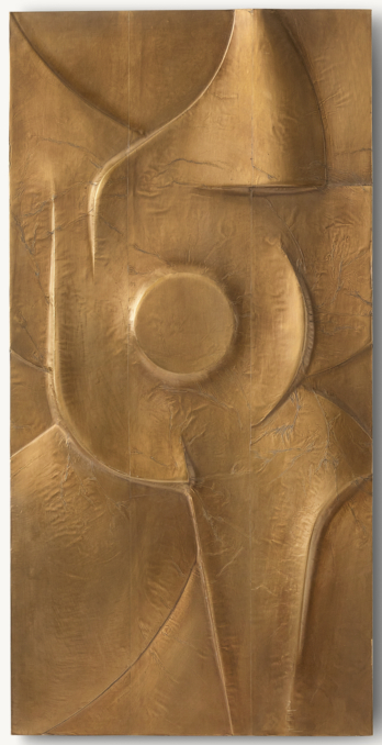 Abstract Bas-Relief Brass-Clad Wall Sculpture I-C