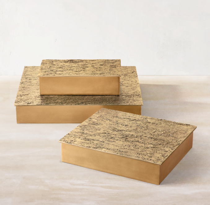 Textured Solid Brass Box - Tree Bark