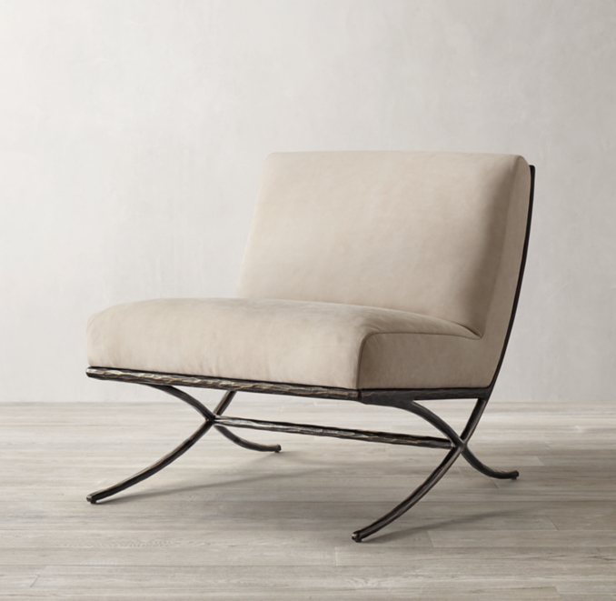 Thaddeus X-Base Leather Slipper Chair