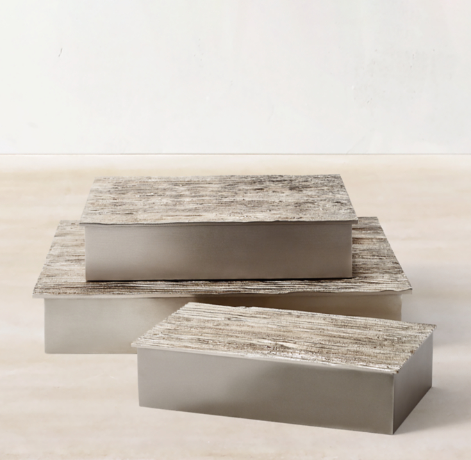 Textured Solid Brass Box - Wood Grain