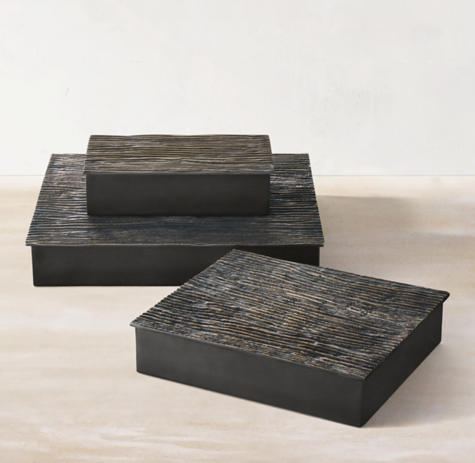 Textured Solid Brass Box - Wood Grain