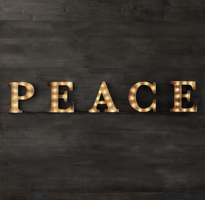Vintage Illuminated Marquee Words - Peace | RH Baby & Child