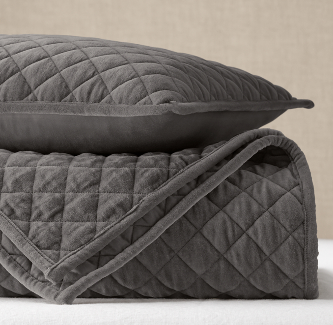 Washed Velvet Diamond-Quilted Coverlet