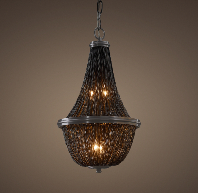 19th C. French Empire Chainmail Chandelier 14"