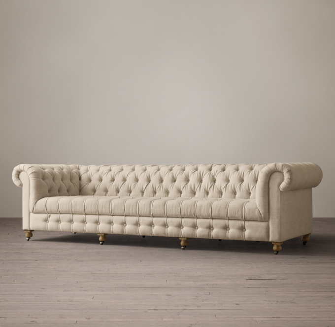Restoration hardware tufted sofa store