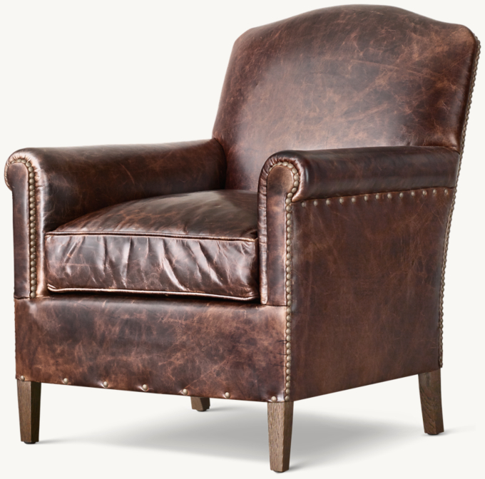 1920s French Camelback Leather Club Chair RH