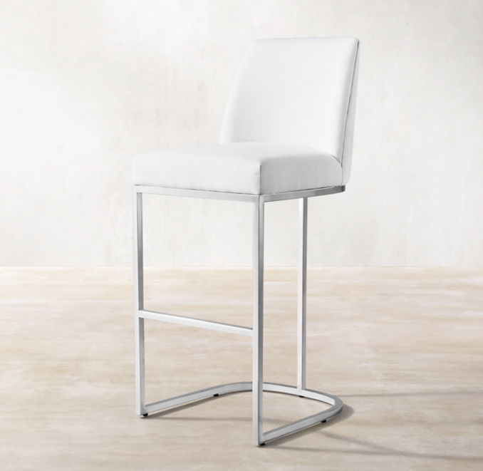 Emery Curved-Back Armless Fabric Bar & Counter Stool