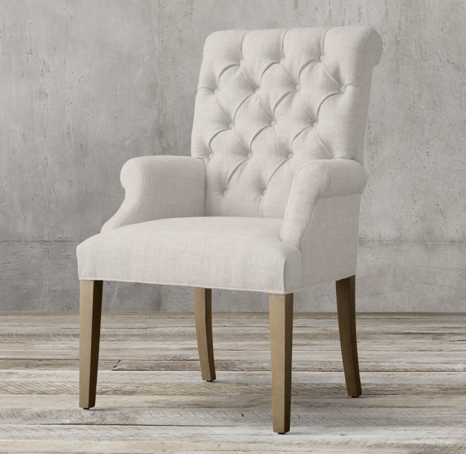 Bennett Roll-Back Fabric Dining Armchair | RH