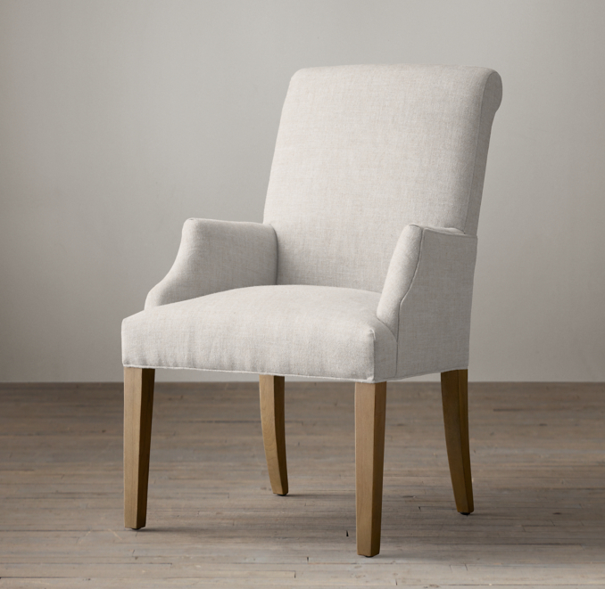 Hudson Roll-Back Fabric Dining Armchair