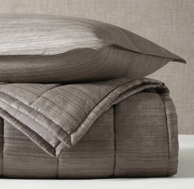 Raw Silk Channel-Stitched Quilt