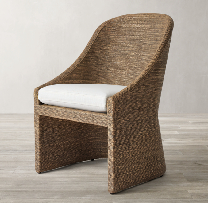 Marisol Seagrass Woven Open-Base Slope Arm Dining Side Chair