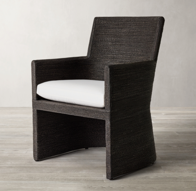 Marisol Seagrass Woven Open-Base Track Arm Dining Armchair