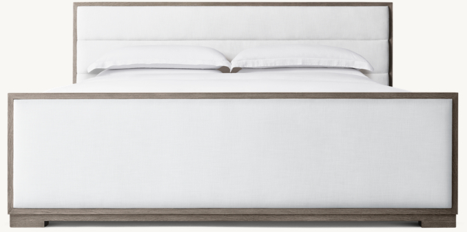 Modena Fabric Framed Horizontal Channel Panel Platform Bed with Footboard