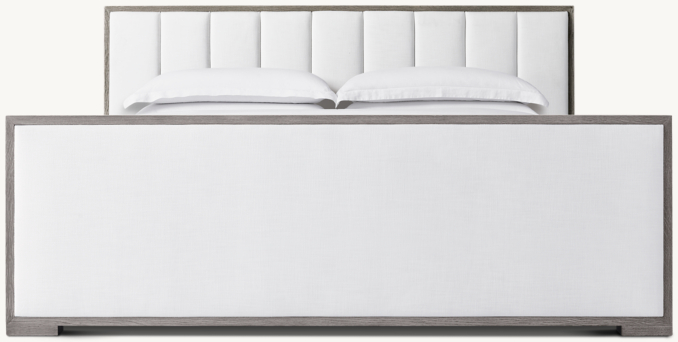Modena Fabric Framed Vertical Channel Panel Platform Bed with Footboard