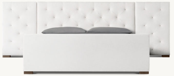 Modena Fabric Diamond-Tufted Extended Panel Platform Bed with Footboard