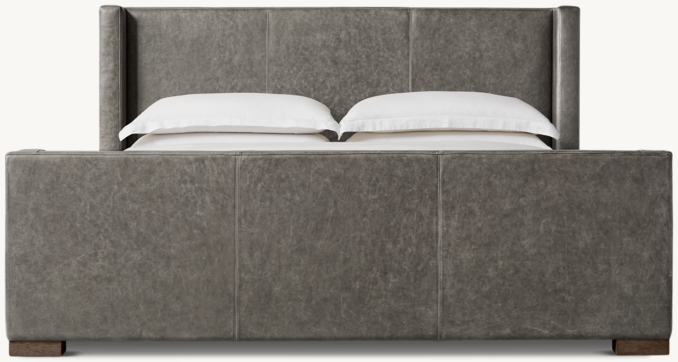 Modena Leather Shelter Platform Bed with Footboard