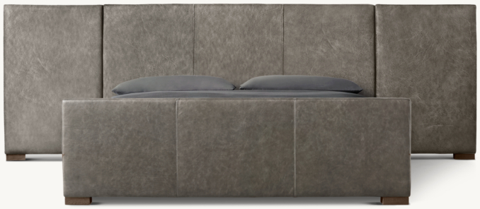 Modena Leather Extended Panel Platform Bed with Footboard