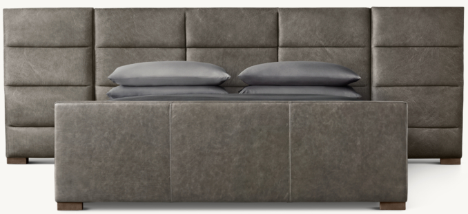 Modena Leather Rectangular Channel Extended Panel Platform Bed with ...