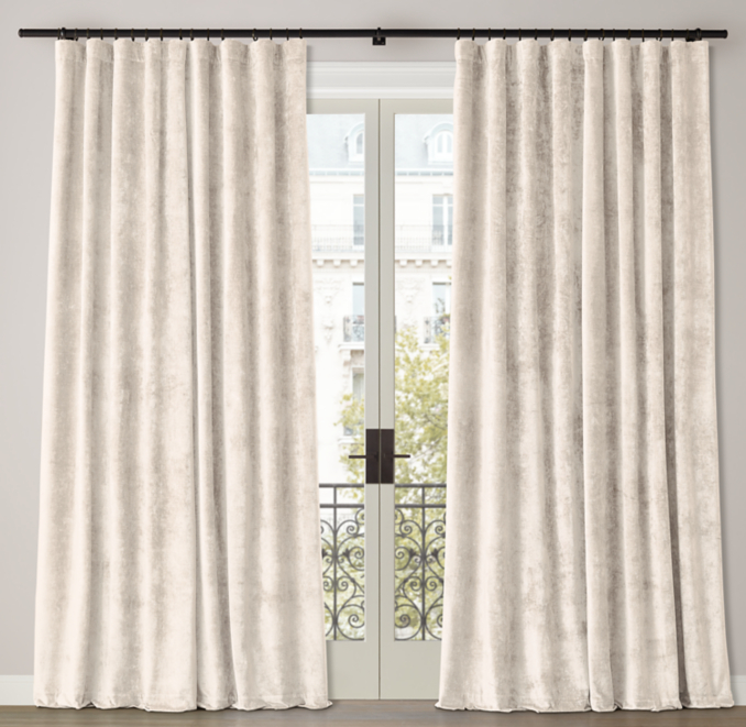 Custom Italian Striated Velvet Rod-Pocket Drapery