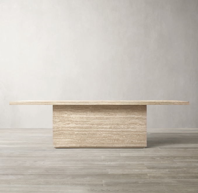 Italian Travertine Plinth Rectangular Dining Table