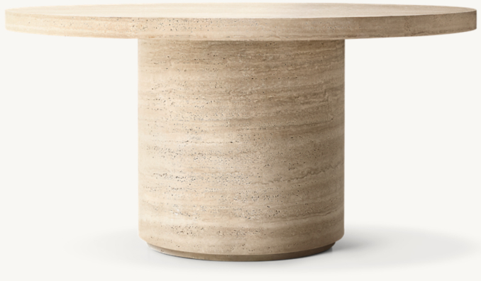 Italian Travertine Plinth Round Dining Table | RH