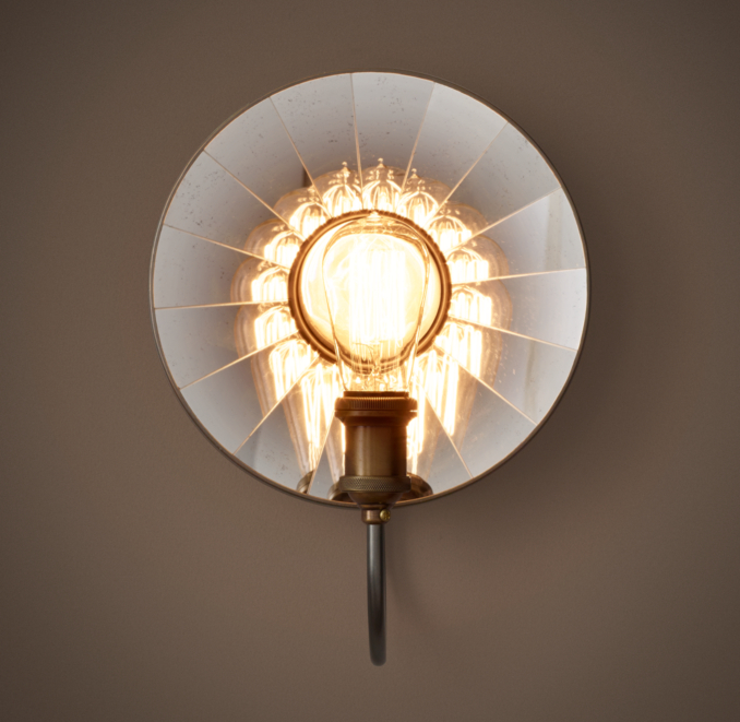 C. 1910 Reflector Filament Antiqued Sconce