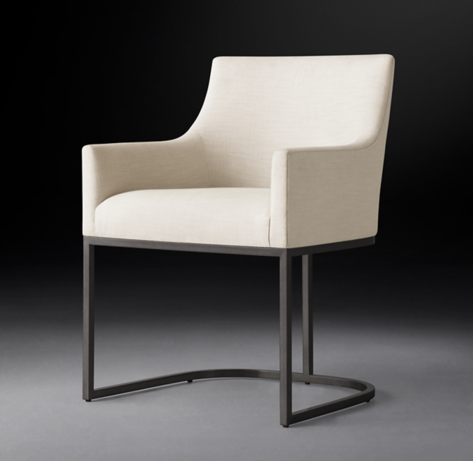 Emery Curved-Back Track Arm Fabric Dining Armchair