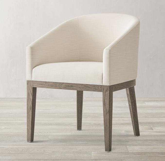 Morgan Barrelback Slope Arm Fabric Dining Armchair