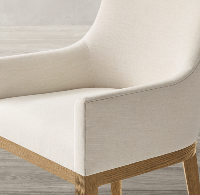 Morgan Curved-Back Track Arm Fabric Dining Armchair