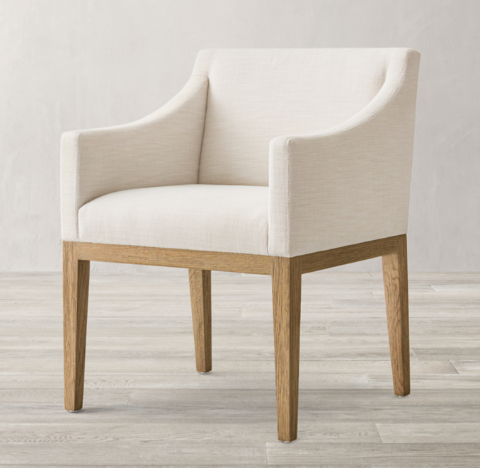 Morgan Slope Arm Fabric Dining Armchair