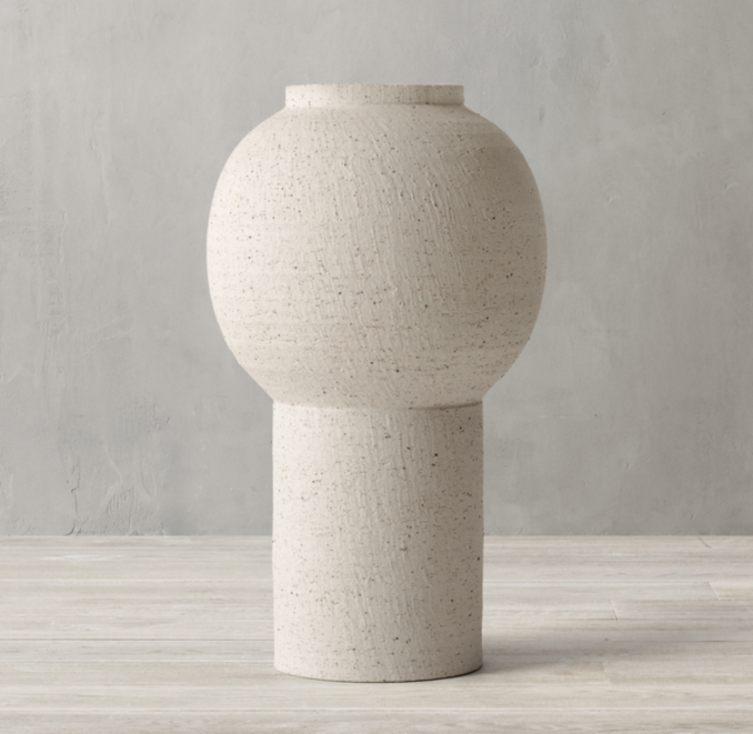 Geometric Textured Clay Vessel - Pedestal Globe