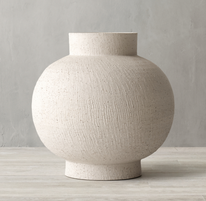 Geometric Textured Clay Vessel - Small Globe