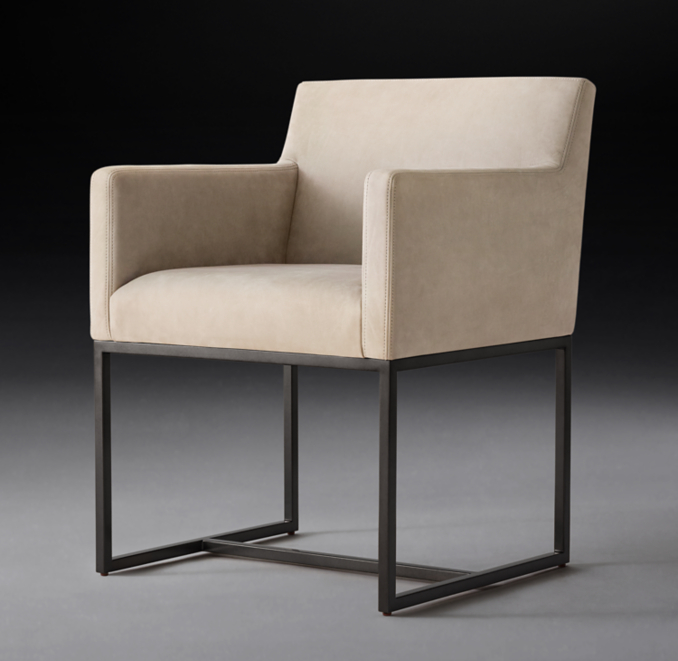 Emery Track Arm Leather Dining Armchair