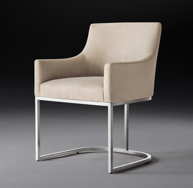 Emery Curved-Back Track Arm Leather Dining Armchair