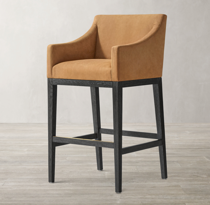 Morgan Slope Arm Leather Bar & Counter Stool