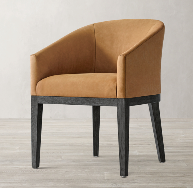 Morgan Barrelback Slope Arm Leather Dining Armchair