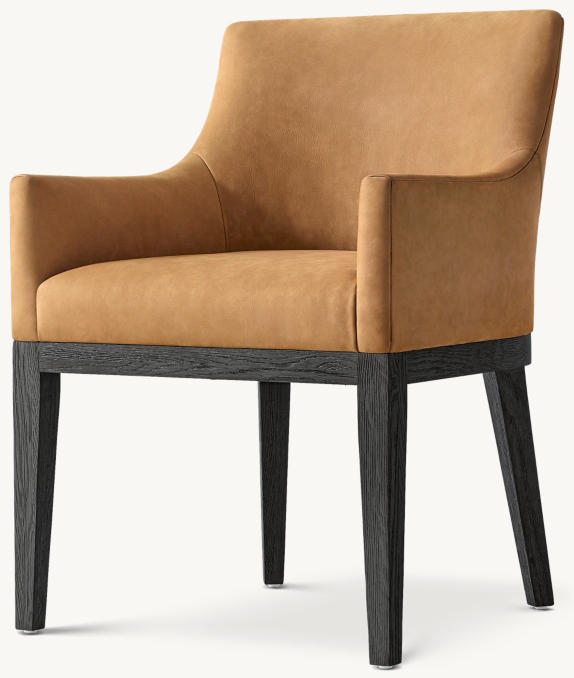 Morgan Curved-Back Track Arm Leather Dining Armchair | RH