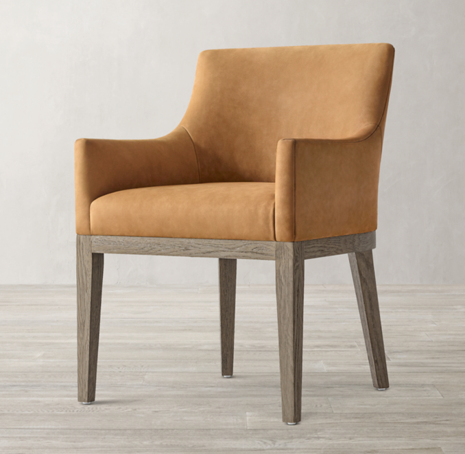 Morgan Curved-Back Track Arm Leather Dining Armchair
