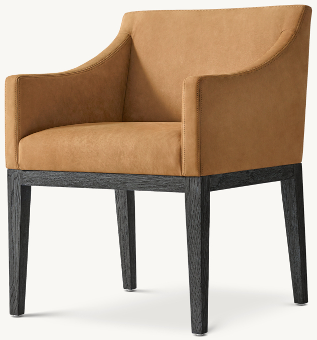 Morgan Slope Arm Leather Dining Armchair | RH