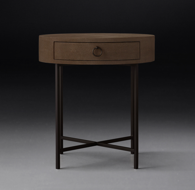 Cela Shagreen Round Bedside Table