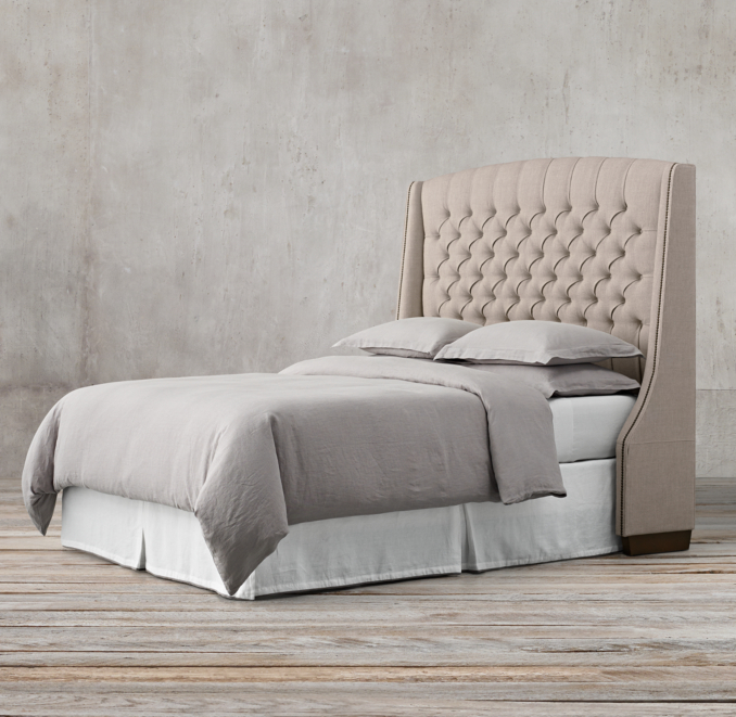 Warner Tufted Fabric Headboard With Nailheads