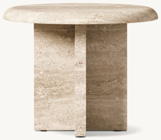 Ravenna Italian Travertine Round Side Table | RH