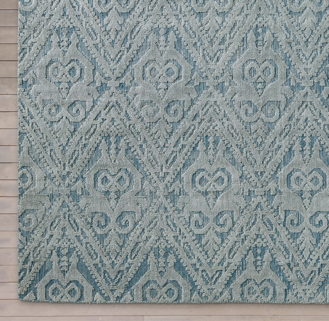 Floral Chevron Rug Swatch - Blue