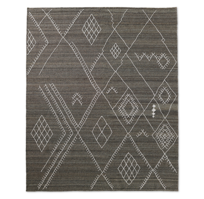 Sarto Embroidered Flatweave Rug - Charcoal